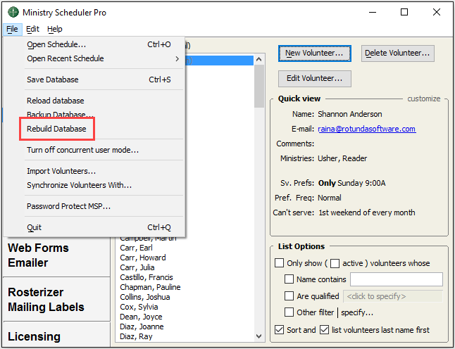 Error message: "Exception Thrown" – Ministry Scheduler Pro
