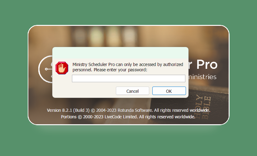 Password Protect MSP – Ministry Scheduler Pro