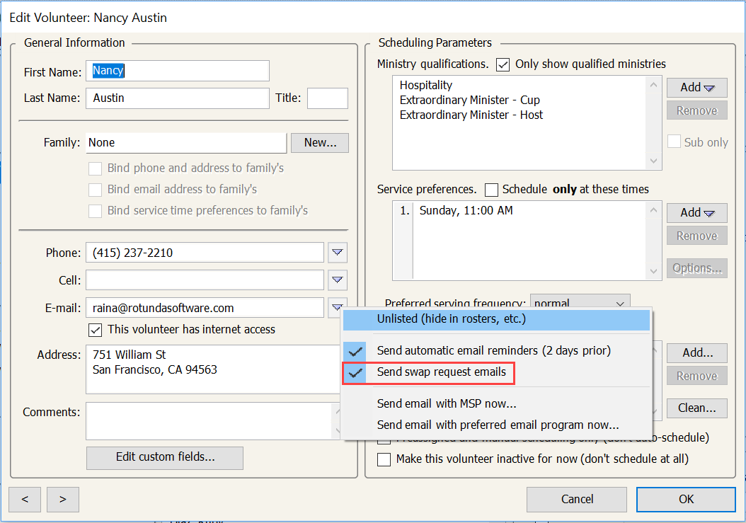 Turn off Swap Request emails for specific volunteers – Ministry ...